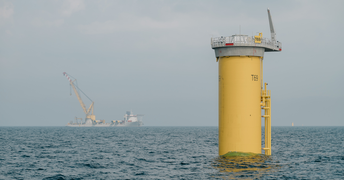 All monopile foundations installed at Denmark’s largest offshore wind farm